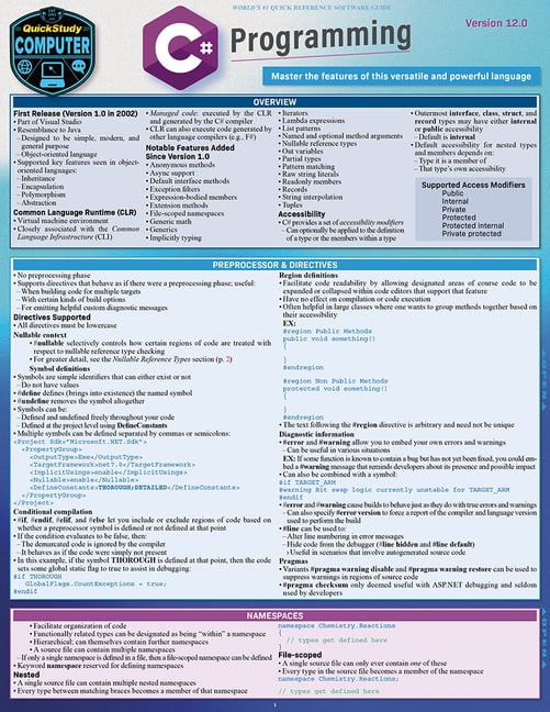 C# Programming : a QuickStudy Laminated Reference Guide (Edition 2) (Other) - Walmart.com