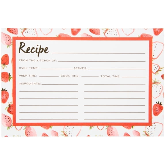 C.R. Gibson 4" x 6" Recipe Cards | Strawberry Fields - Walmart.com