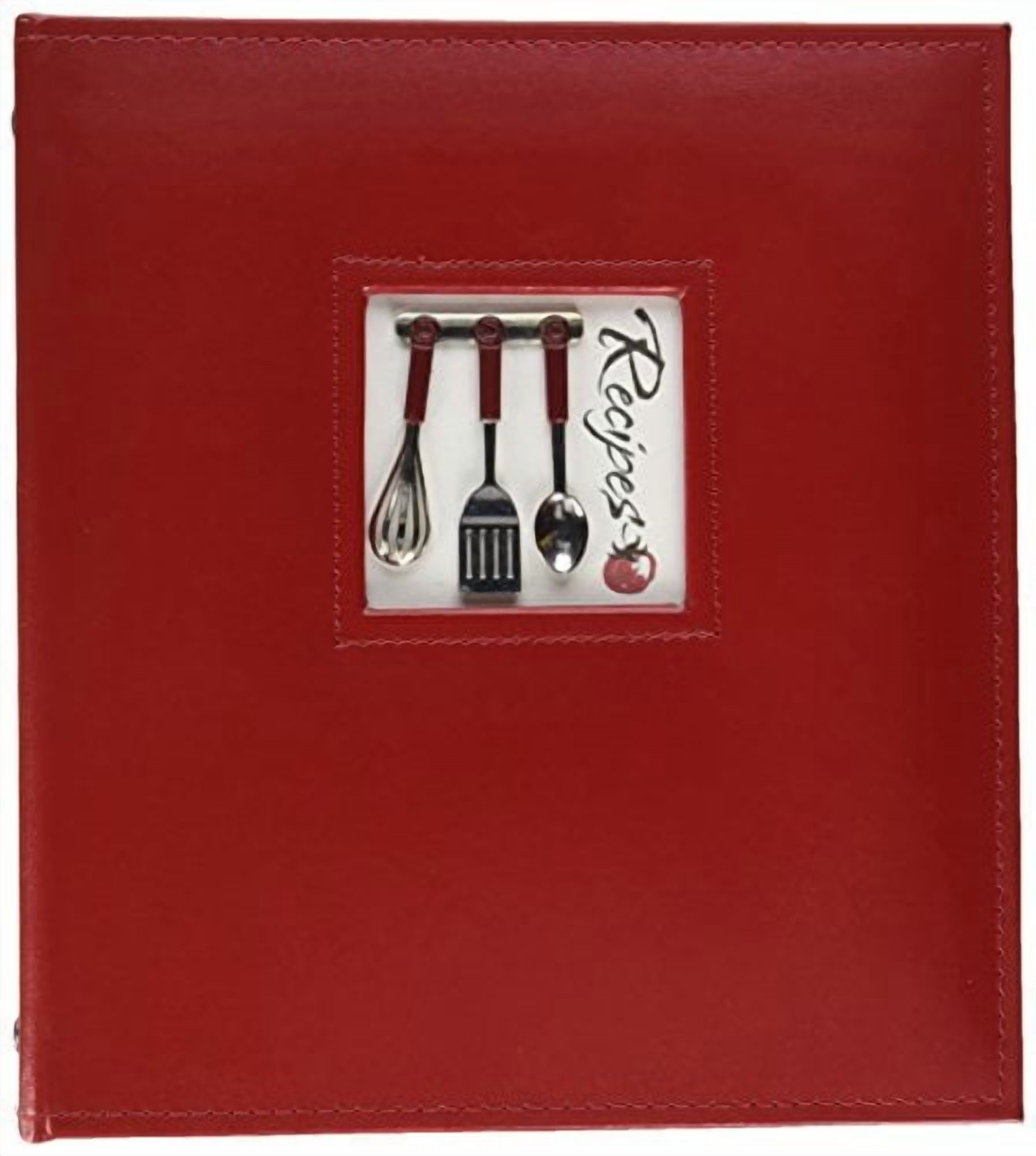 C.R. Gibson Red Leather Kitchen Recipe Keeper Binder, 9'' x 9.5 ...