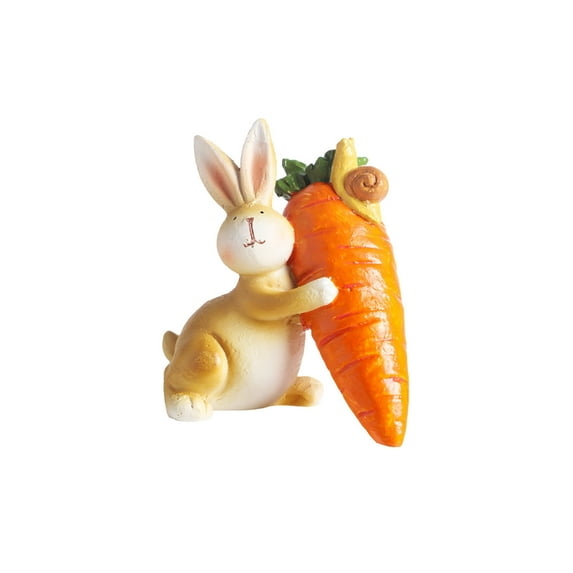 C Rabbit Carrying Carrot Resin Figurine For Home And Garden Decoration ...