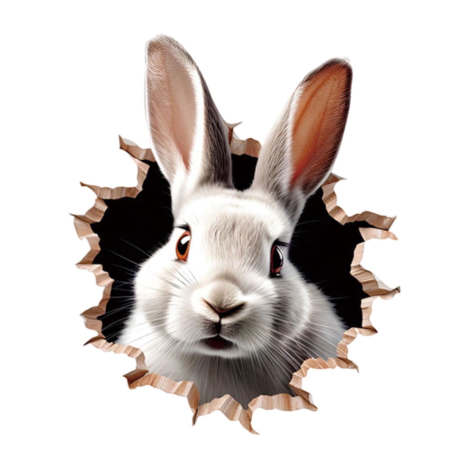 C Realistic Visual Cracked Wall Bunny Sticker For Easter Decoration 3D ...