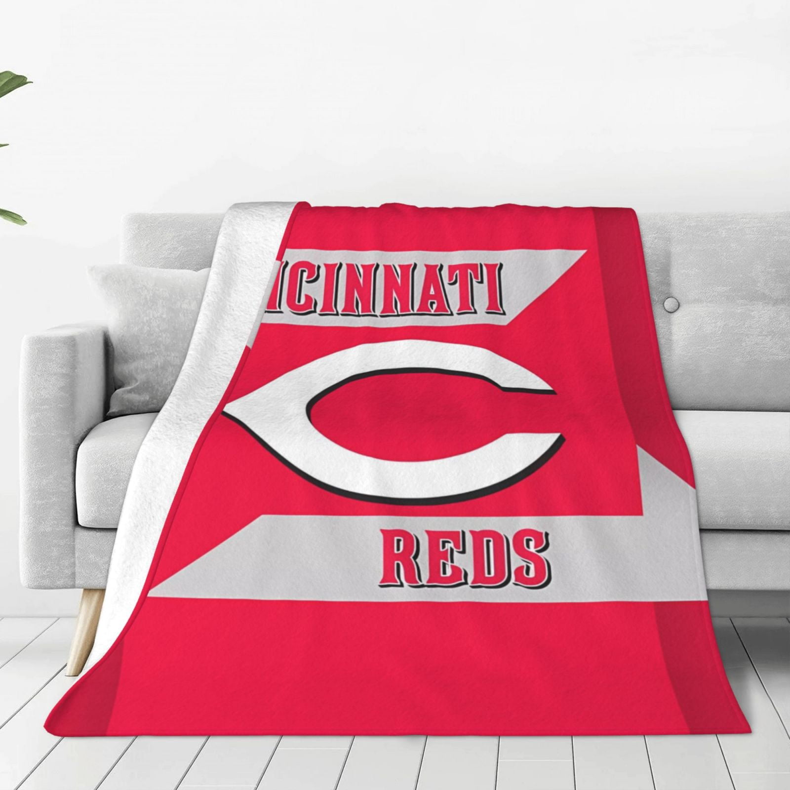 C_Reds Custom Cozy Flannel Blanket, Baseball Team Themed Multi-Purpose ...