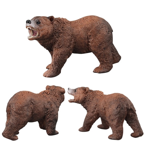 C Roaring Brown Bear Figurine Toy Animal Model For Children Educational ...