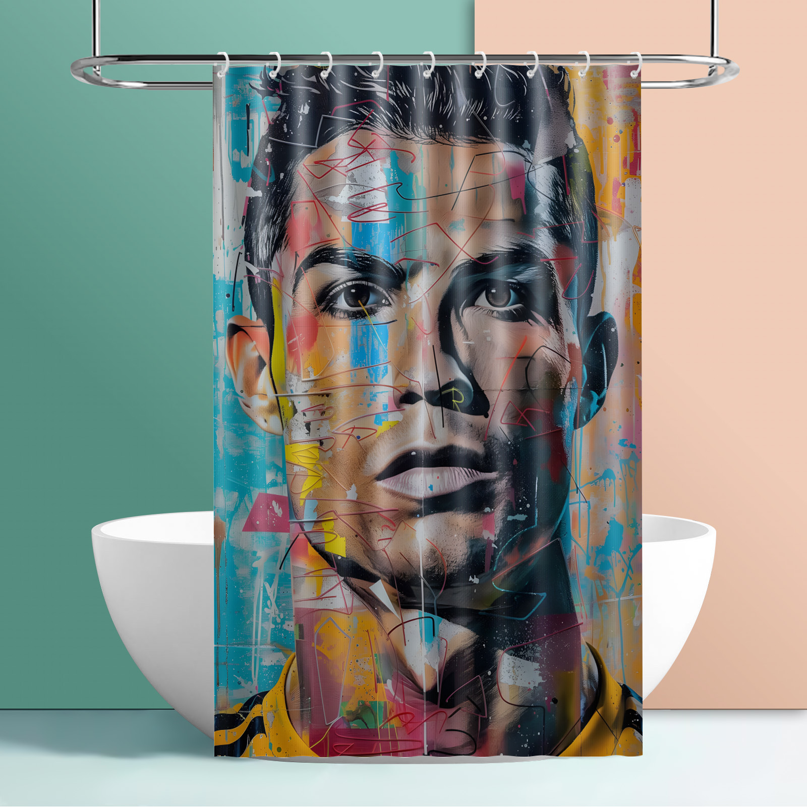 C Ronaldo pattern Design polyester Fabric Shower Shower Curtain Liner ...