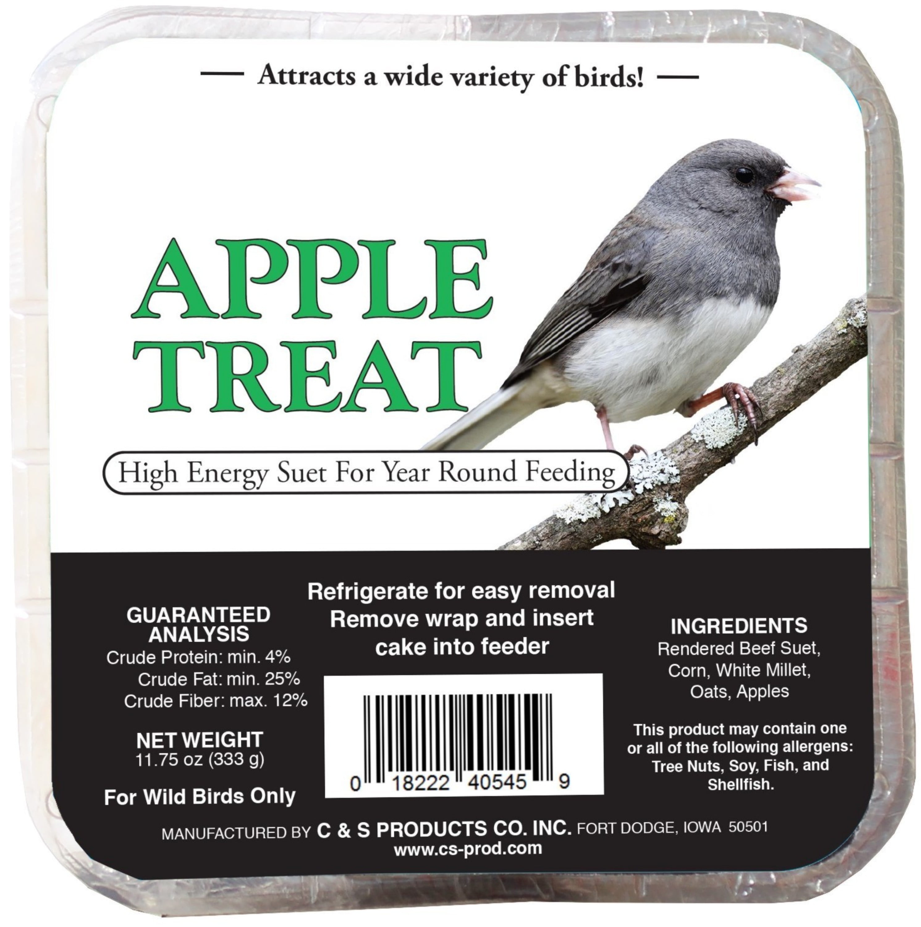 C&S Apple Suet Treat, 11.75 oz, Fresh Wild Bird Food - Walmart.com