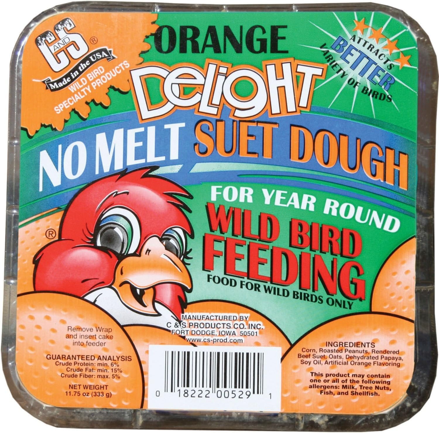 C & S Products Orange Delight No Melt Suet Dough Wild Bird Food - 11.75 ...