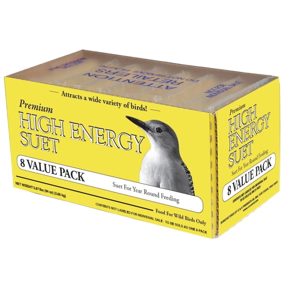C&S High Energy Suet 8 Count Value Pack, Wild Bird Food with Sunflower ...