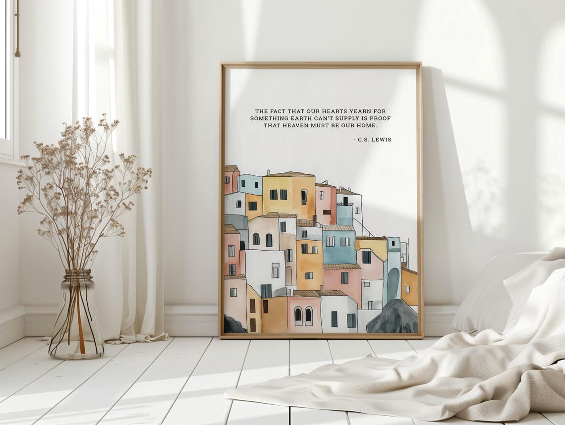 C.S. Lewis Quote On Yearning For Heaven, Christian Watercolor Art ...