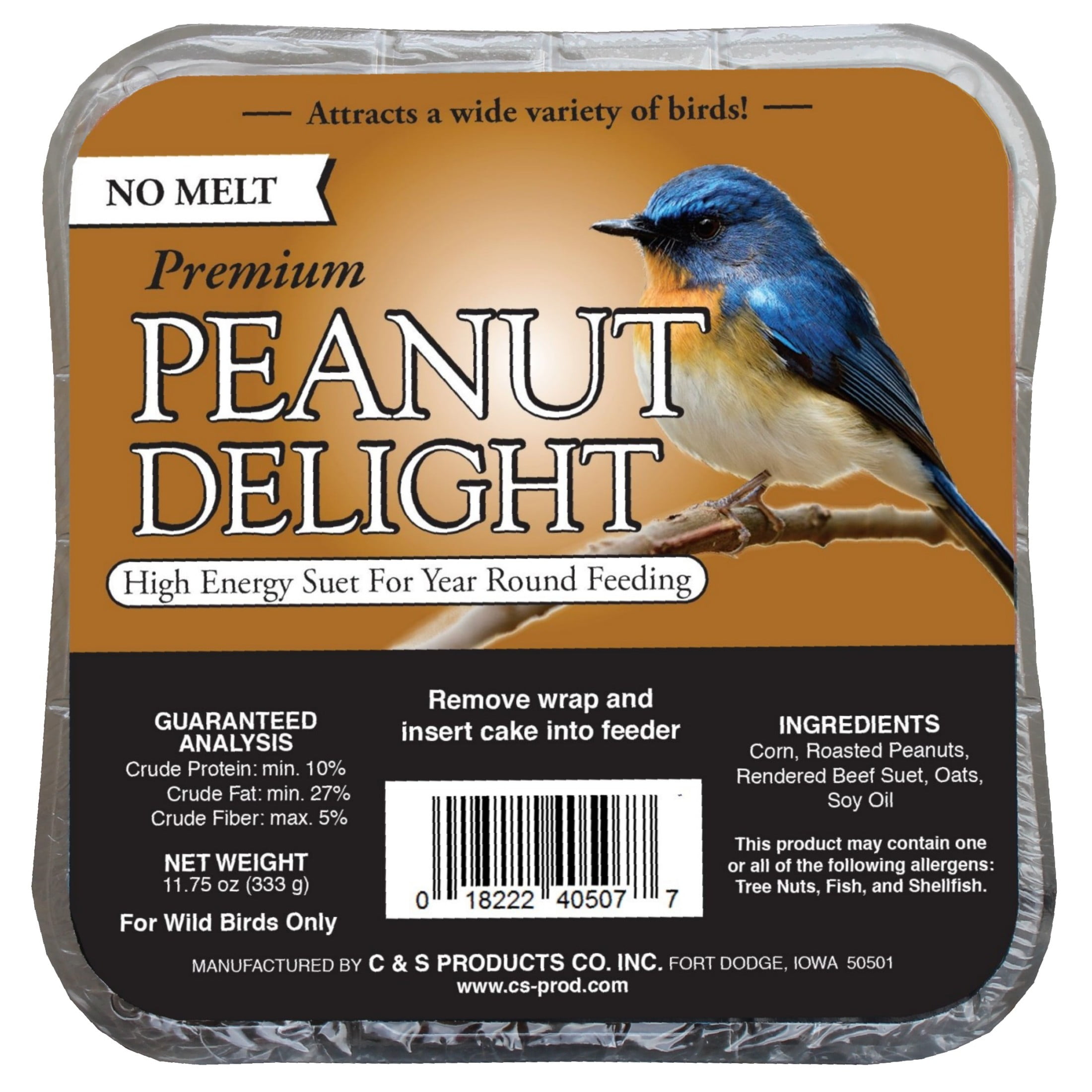 C&S Peanut Delight No-melt Suet Dough, 11.75 oz, Wild Bird Food ...