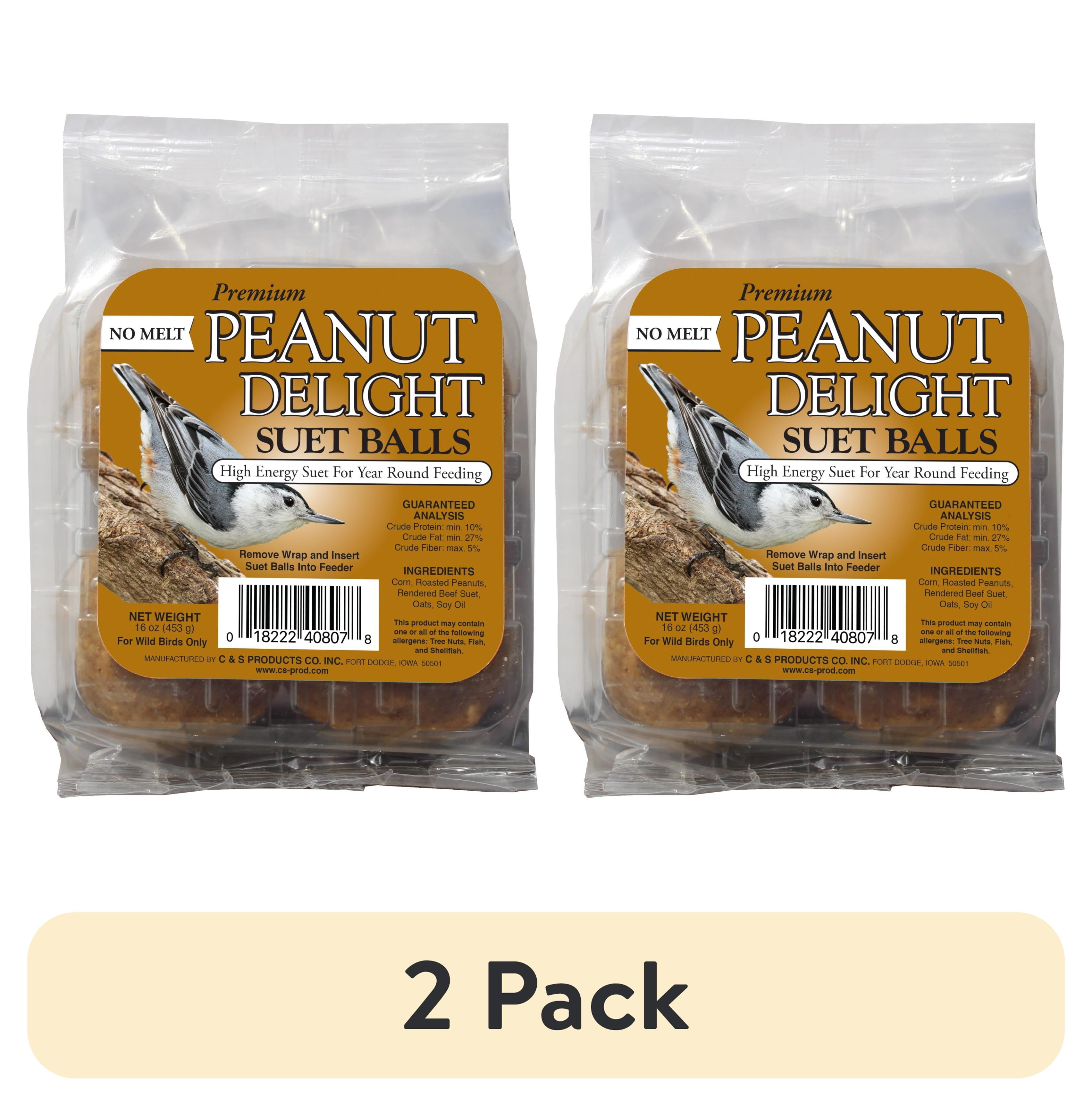 (2 pack) C&S Peanut Delight No-melt Suet Balls., 1 lb, Wild Bird Food ...