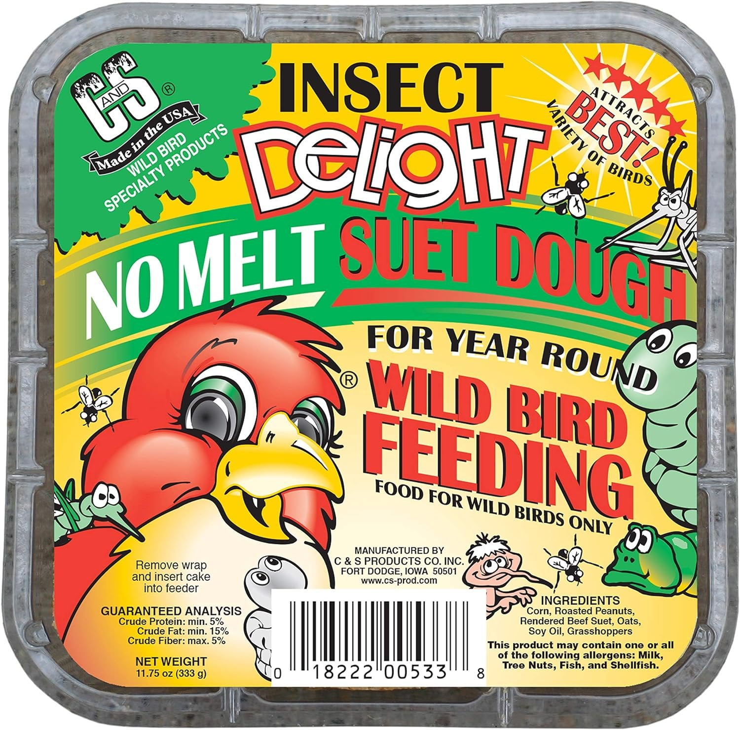C & S Products Insect Delight No-Melt Suet Dough Wild Bird Food, 11.75 ...