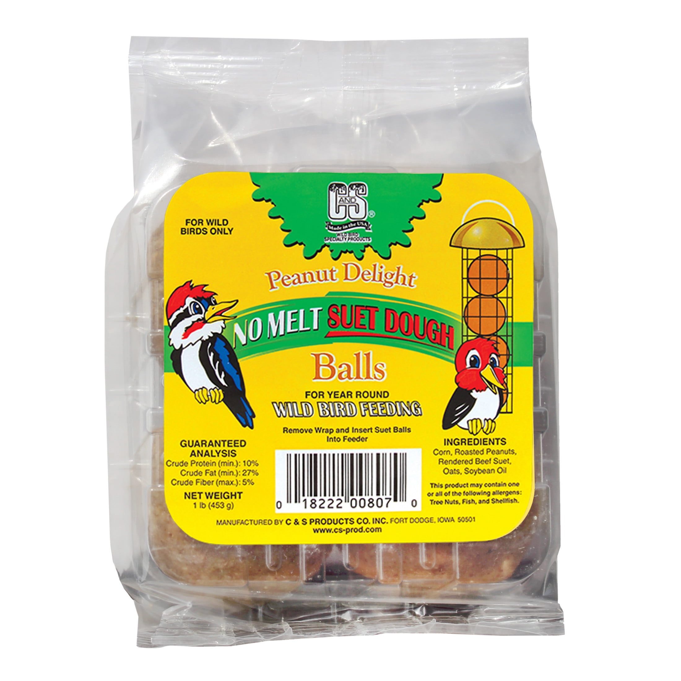 C&S Wild Bird Suet Dough Balls Pack of 4 No Melt for Year-Round Feeding ...