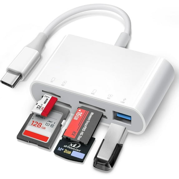 C SD Card Reader, 5 in 1 -C to Memory Card with SD MicroSD MS Memory XD ...