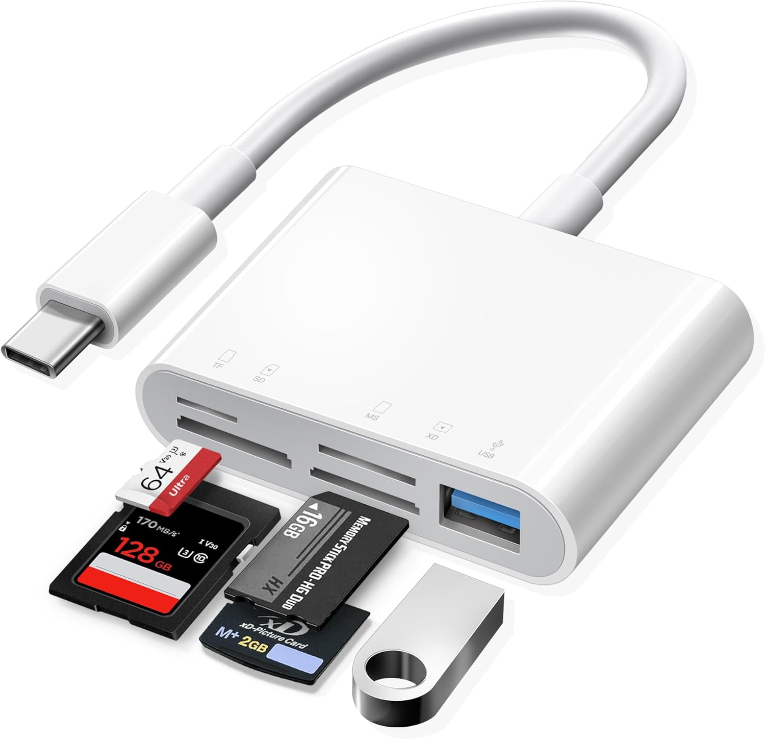 C SD Card Reader, -C to SD MicroSD XD Picture MS Memory Cards, Type C 5 ...