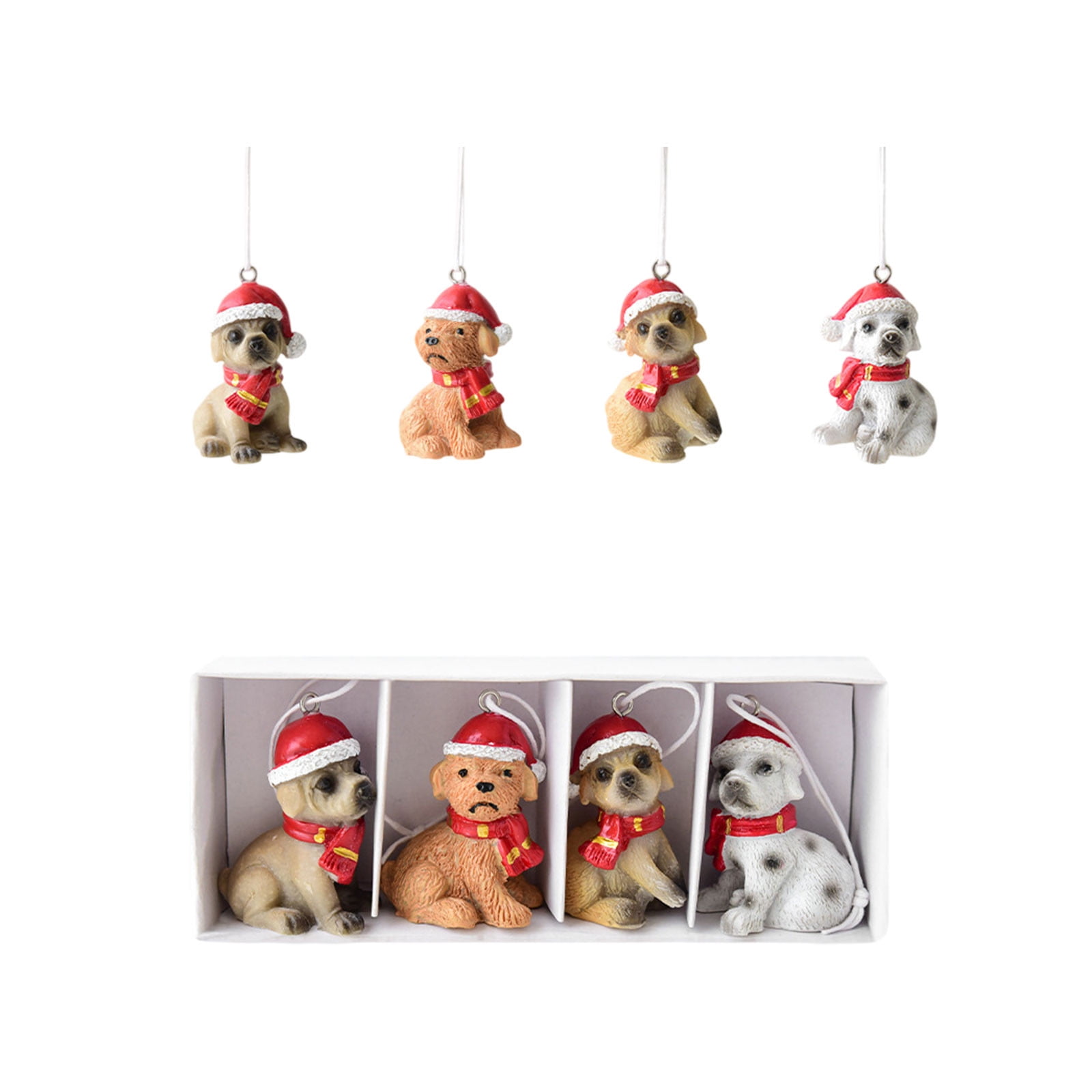 C Set Of 4 Miniature Resin Christmas Decorations With Hanging Loops For ...