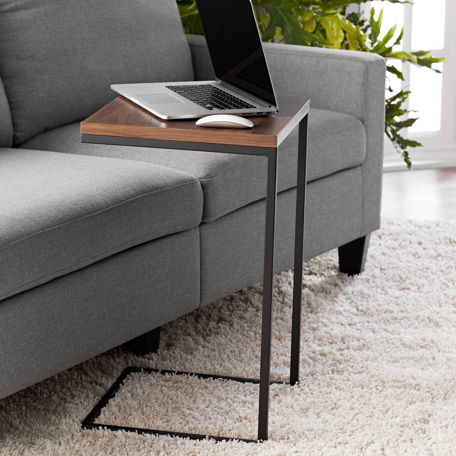 C-Shape Metal End Side Table Snack Table 1" Thick Top Living Room ...