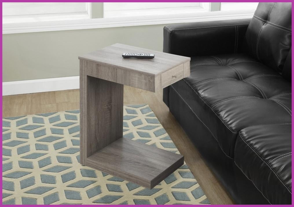 C-Shape Modern Brown Laminate Coffee Table - Snack Storage Drawer ...