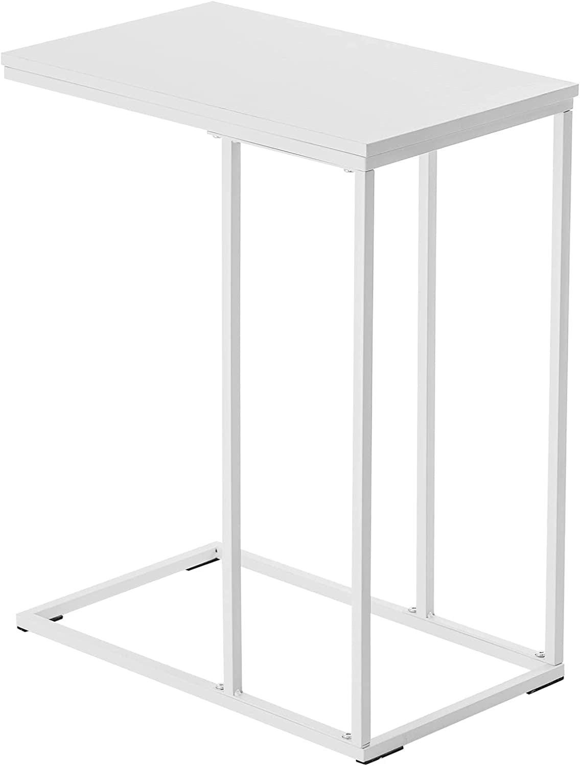 C Shape Sofa Side Coffee Table Single Layer MDF Iron Rectangle White ...