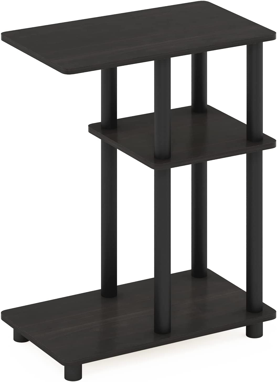 C-Shape Sofa Side Table, Espresso/Black, Plastic Pole Without Caster ...