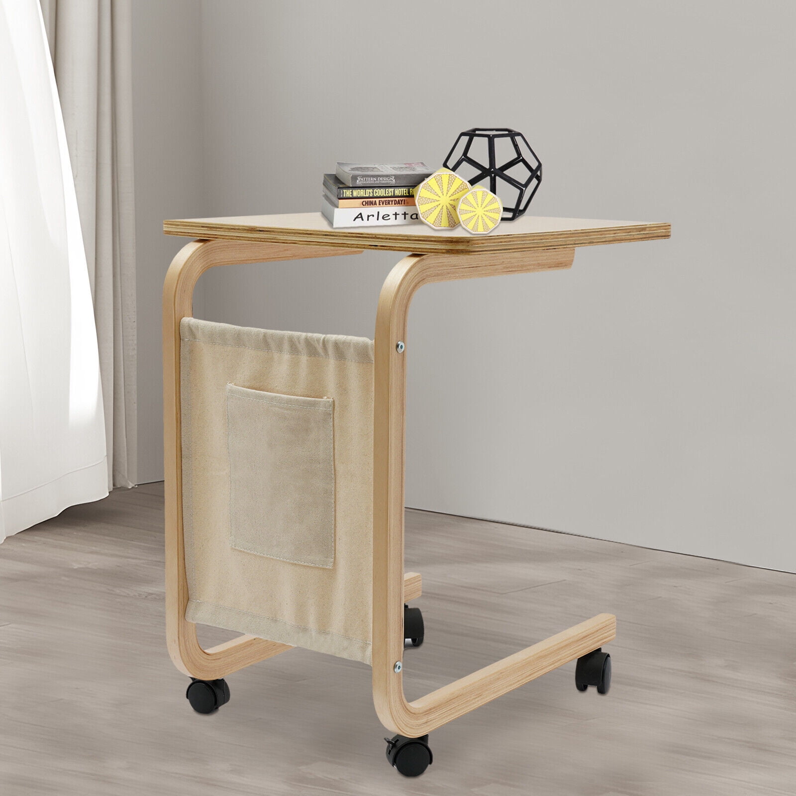 C-Shape Sofa Side Table Laptop Coffee End Table Rolling Table Desk ...