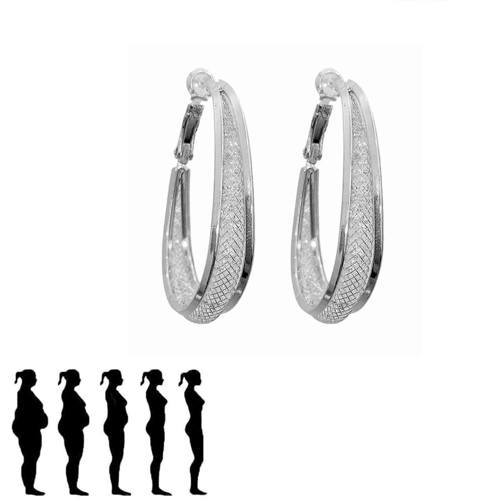 C Shaped Clip On Earrings for Sensitive Ears Multi Layer Rhinestone ...