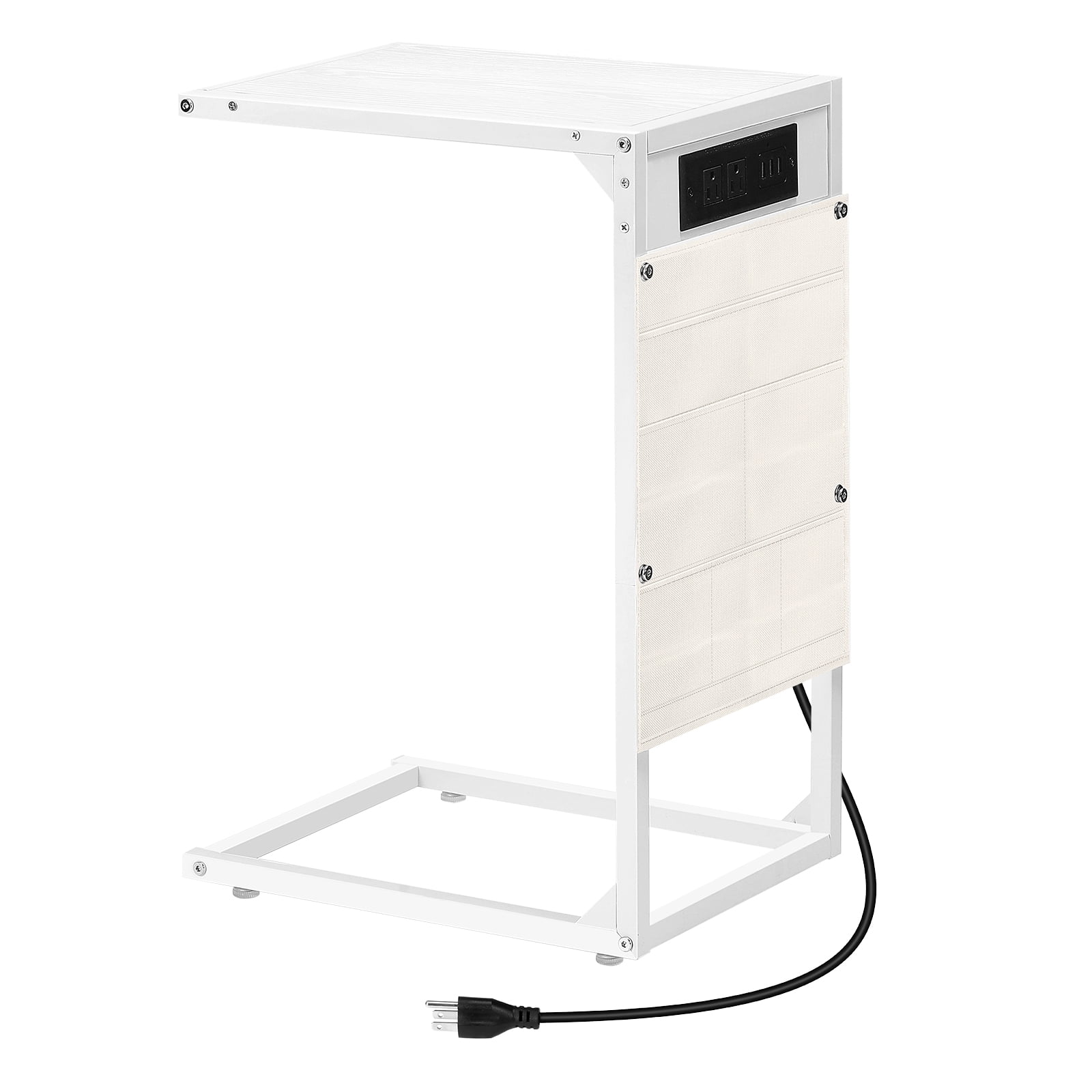 C-Shaped Coffee Table - Charging Station - White Tables - Walmart.com