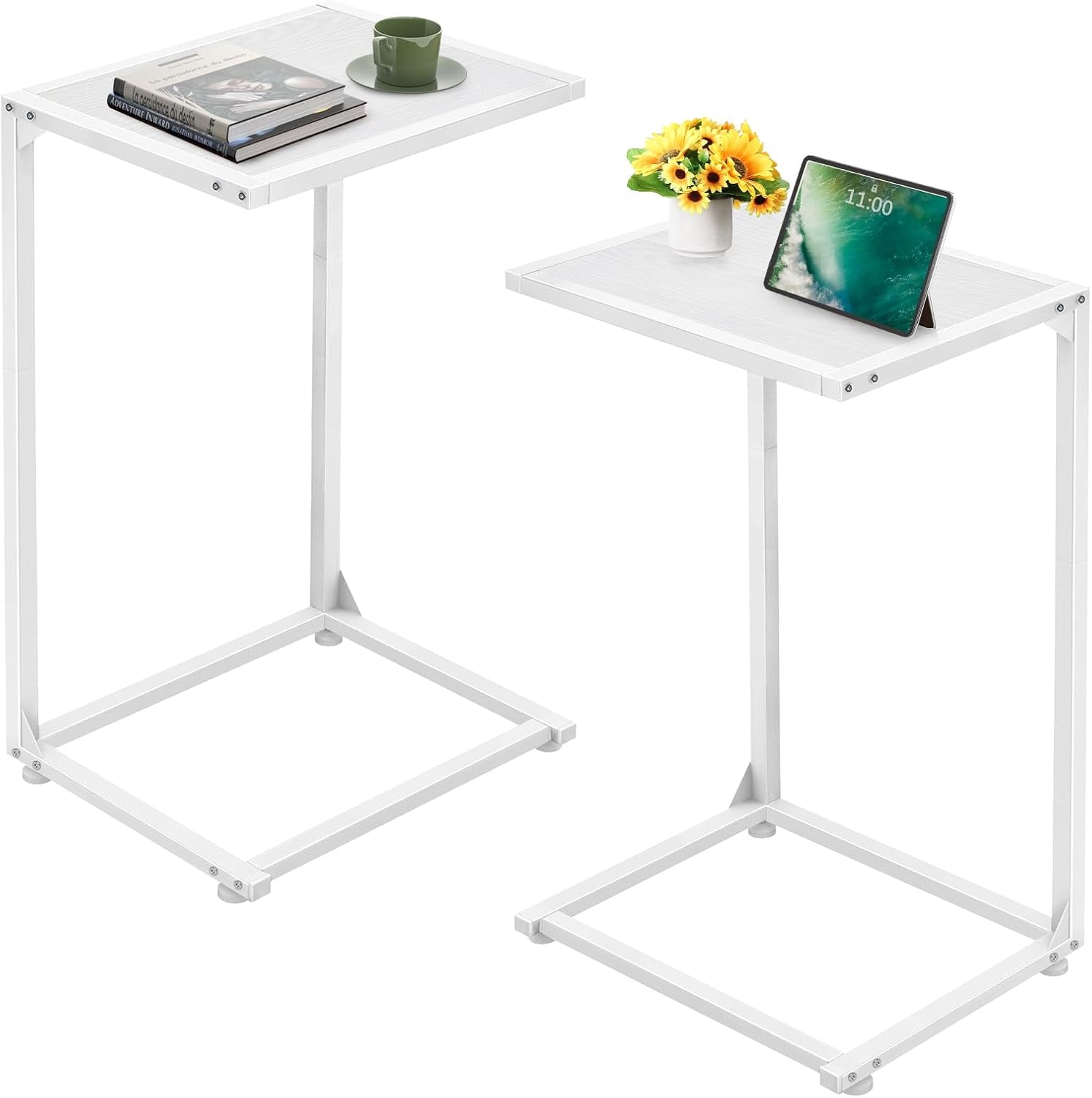 C Shaped End Couch Tables That Slide Under TV Tray Snack Side Sofa ...