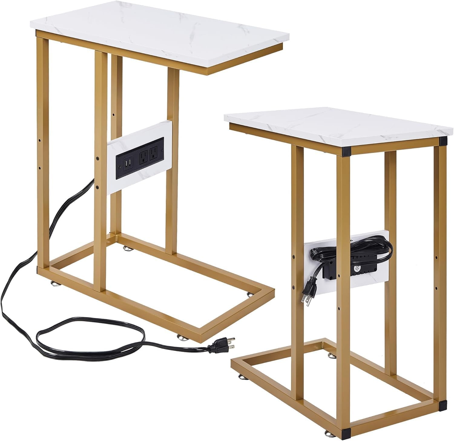 C Shaped End Side with Charging Station & Power Outlets for Couch Sofa ...