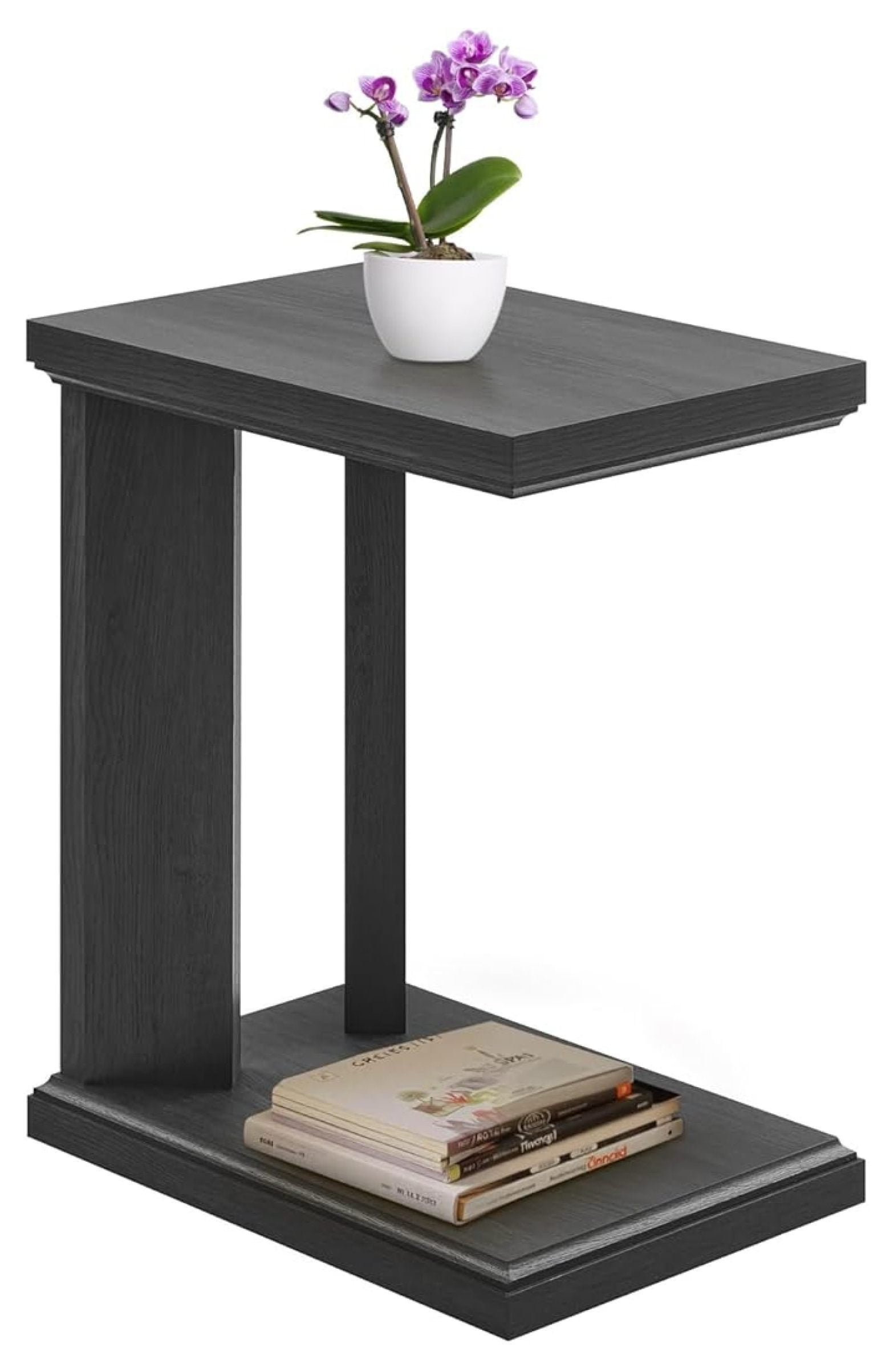 C Shaped End Table, 23.2 Inches in Height Wooden Sofa Side Table for ...