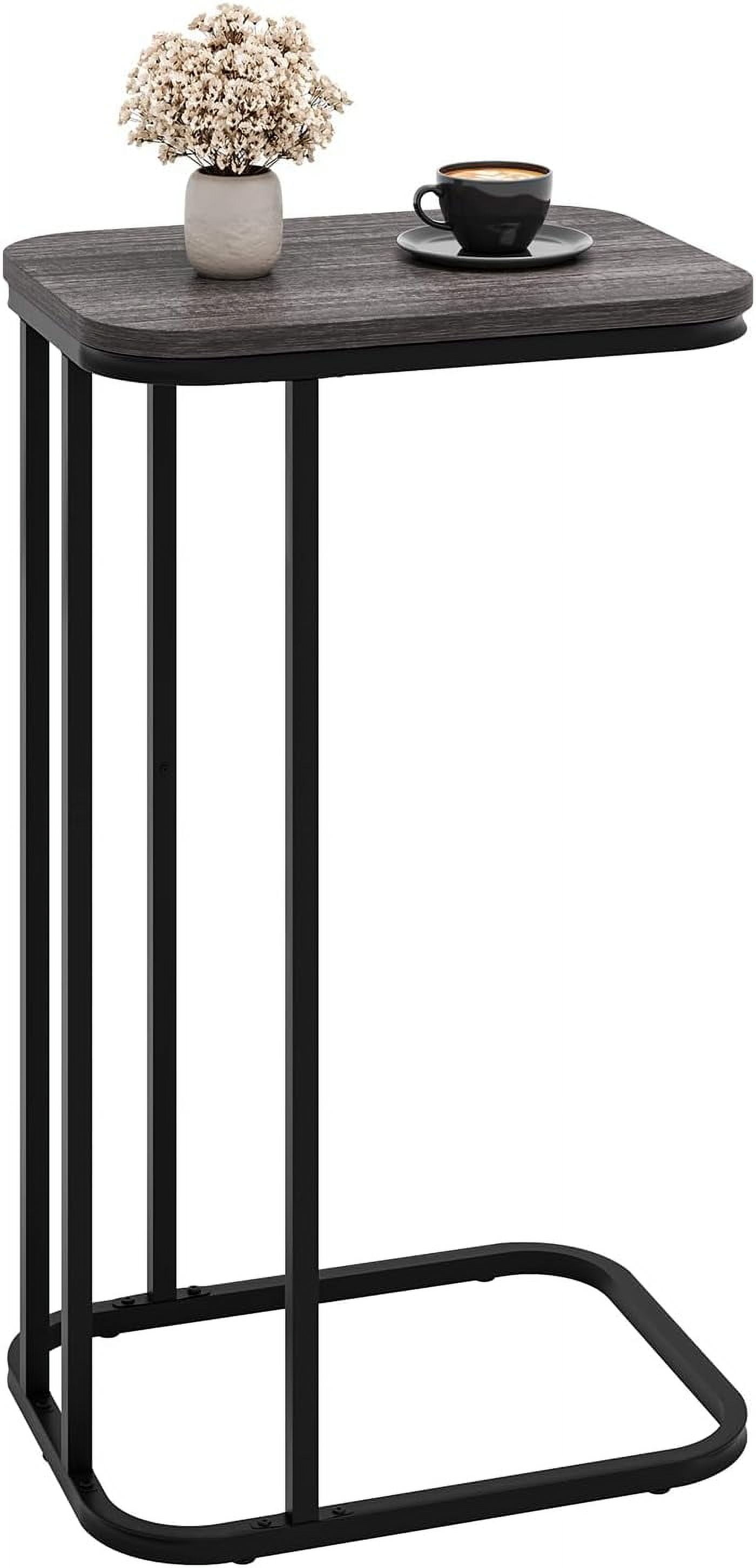 C Shaped End Table, 27 Inches High Small Side Table for Sofa and Bed ...