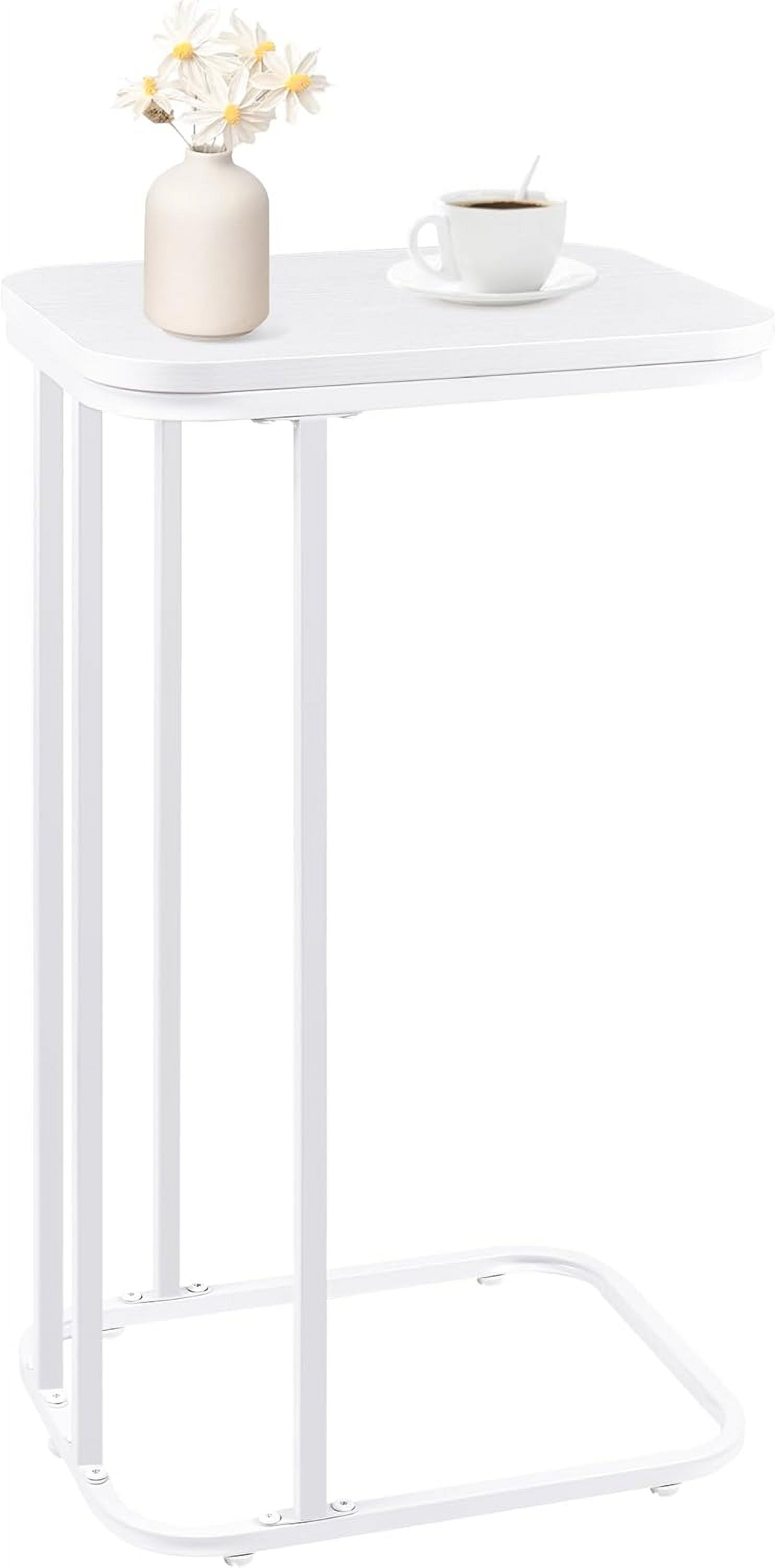 C Shaped End Table, 27 Inches High Small Side Table for Sofa and Bed ...
