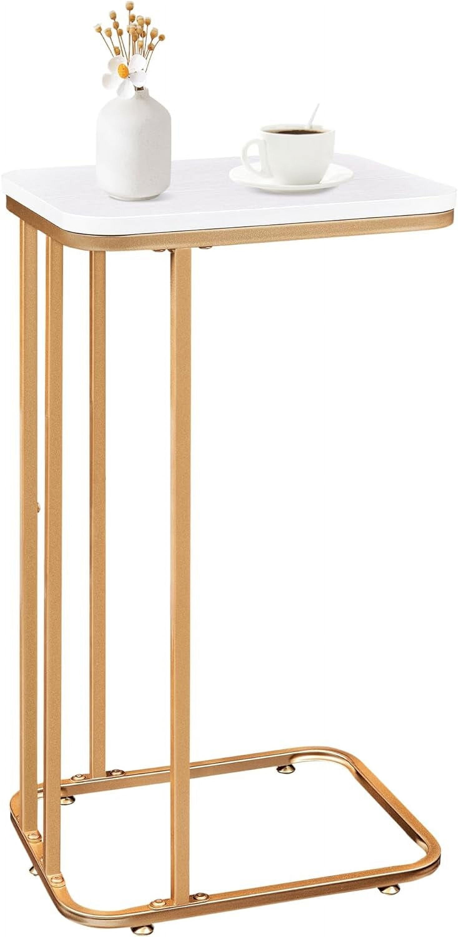 C Shaped End Table, 27 inches High Side Table for Couch Sofa Bed, Small ...