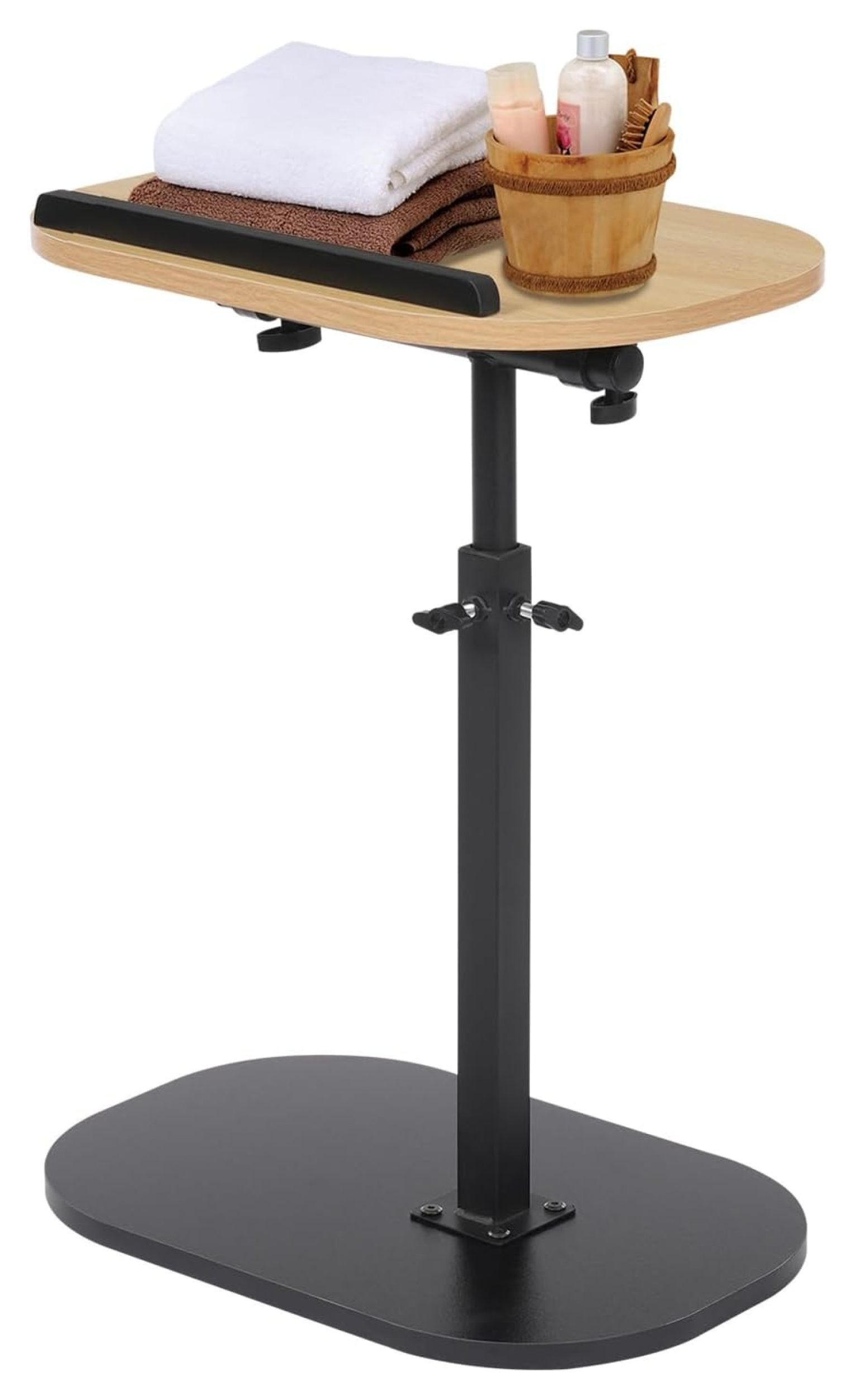 C Shaped End Table, 31.5 in Tall Couch Side Table with Base, Adjustable ...