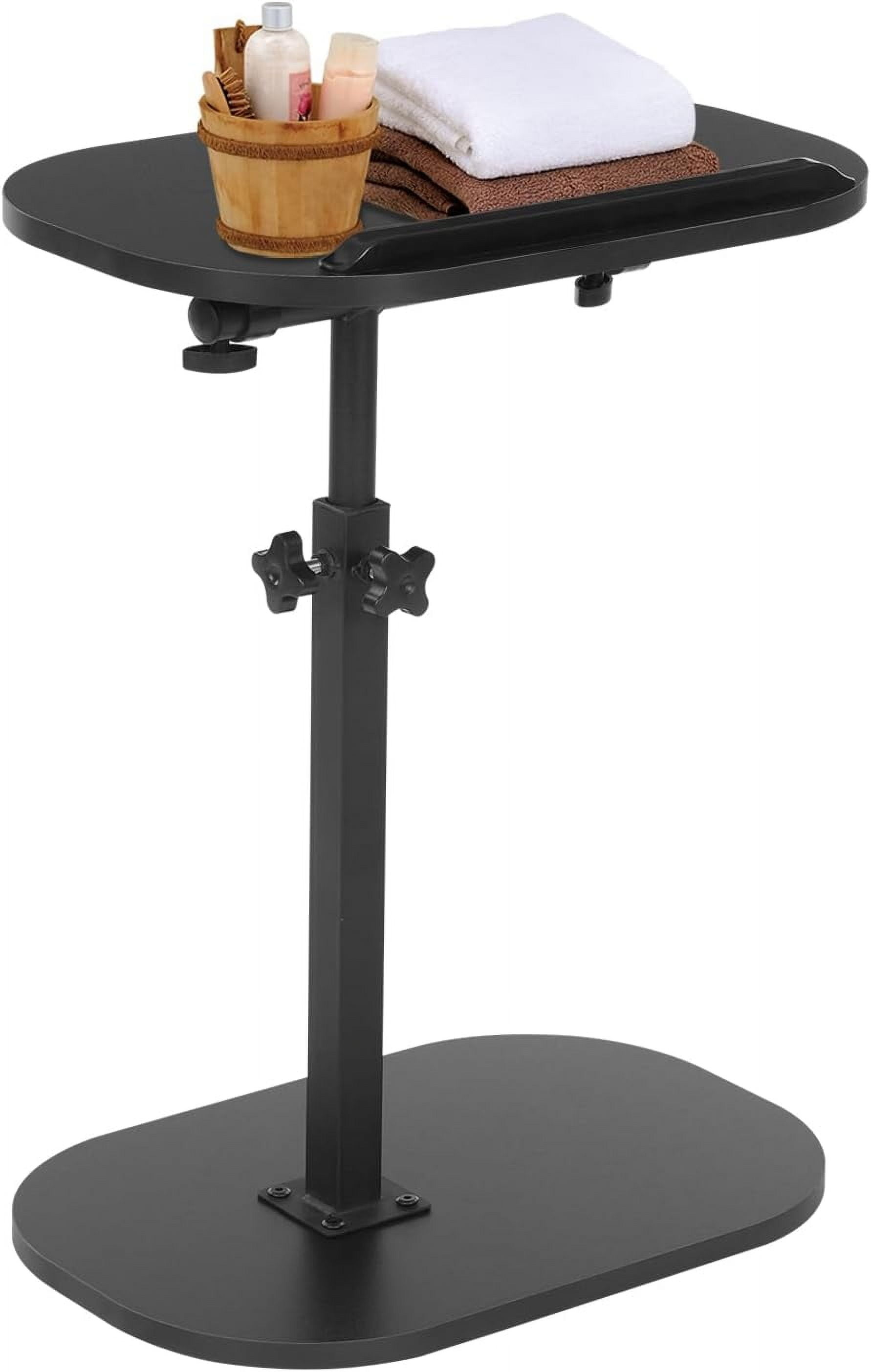 C Shaped End Table, 31.5 in Tall Small Side Table with Base, Bedside ...