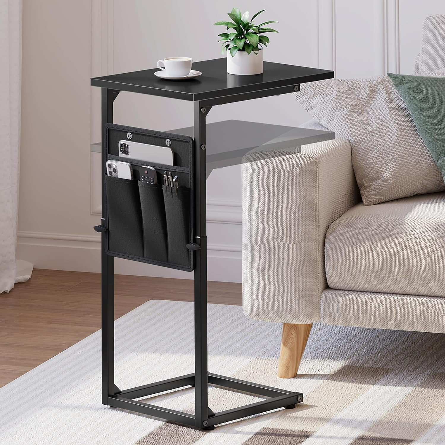 C Shaped End Table, 33"Tall Side Table for Sofa Recliner, Adjustable ...