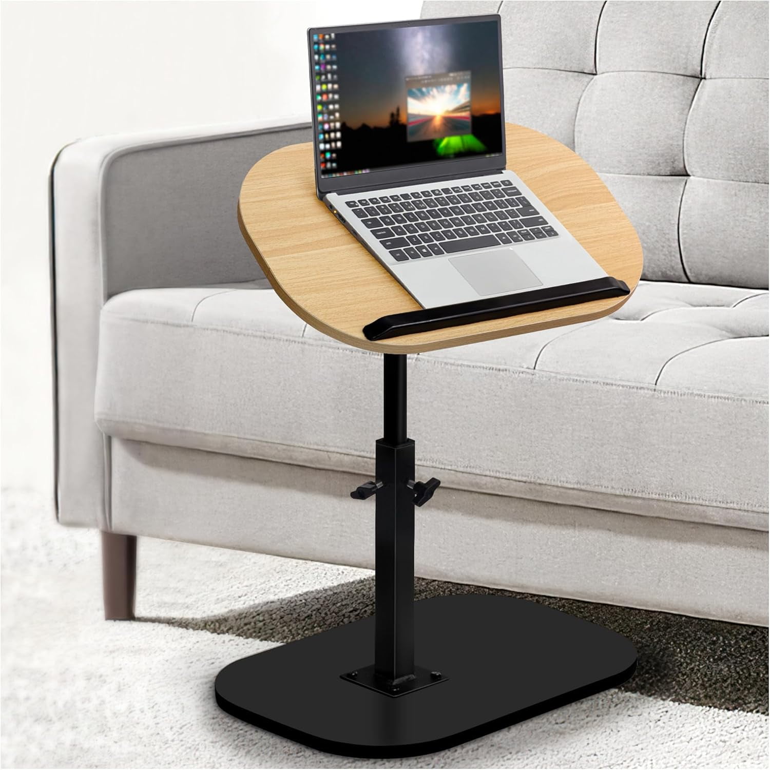 C Shaped End Table Adjustable Height, 360°Swivel & Flip Top Couch Table ...