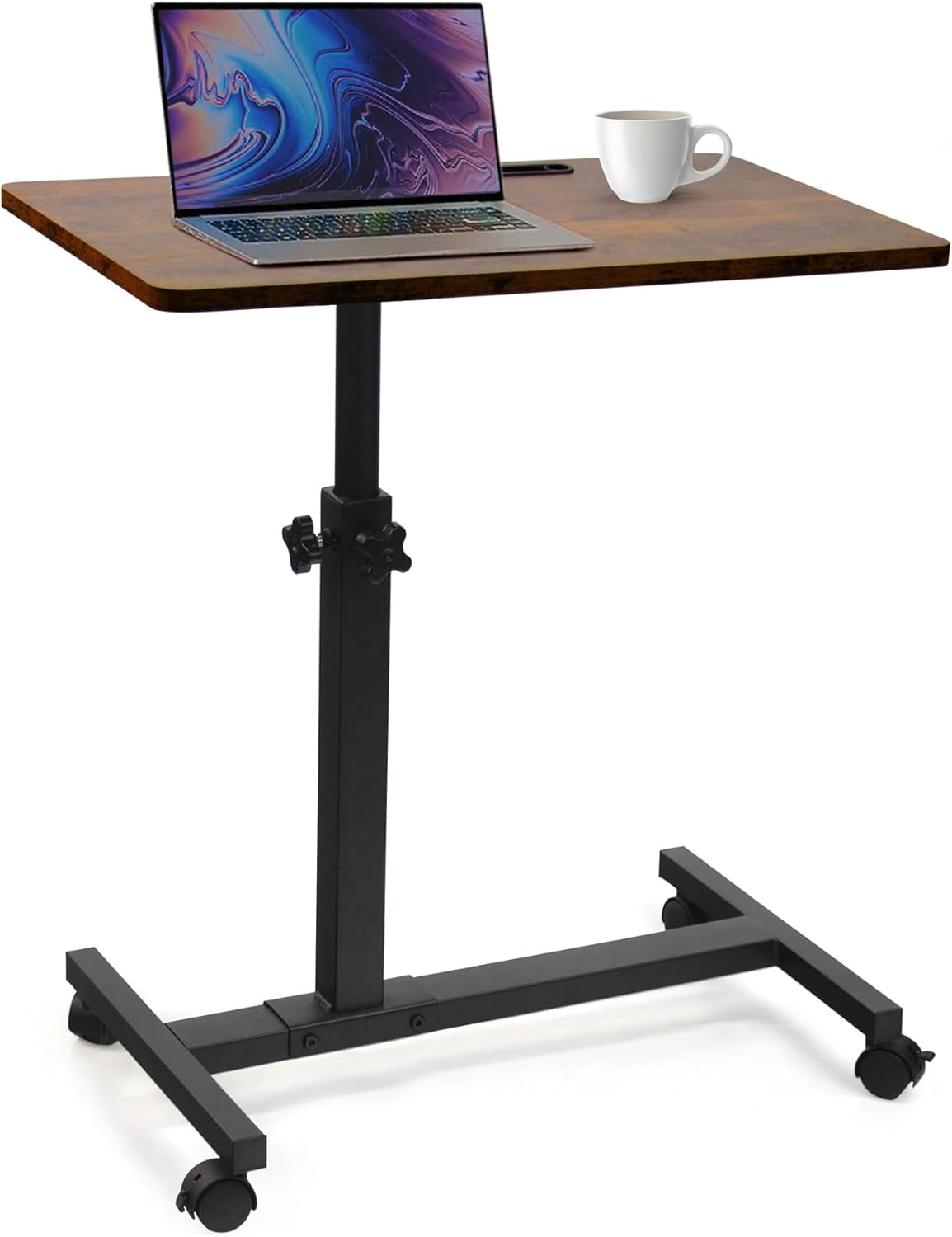 C Shaped End Table Adjustable Height, 360° Swivel Rolling TV Tray ...