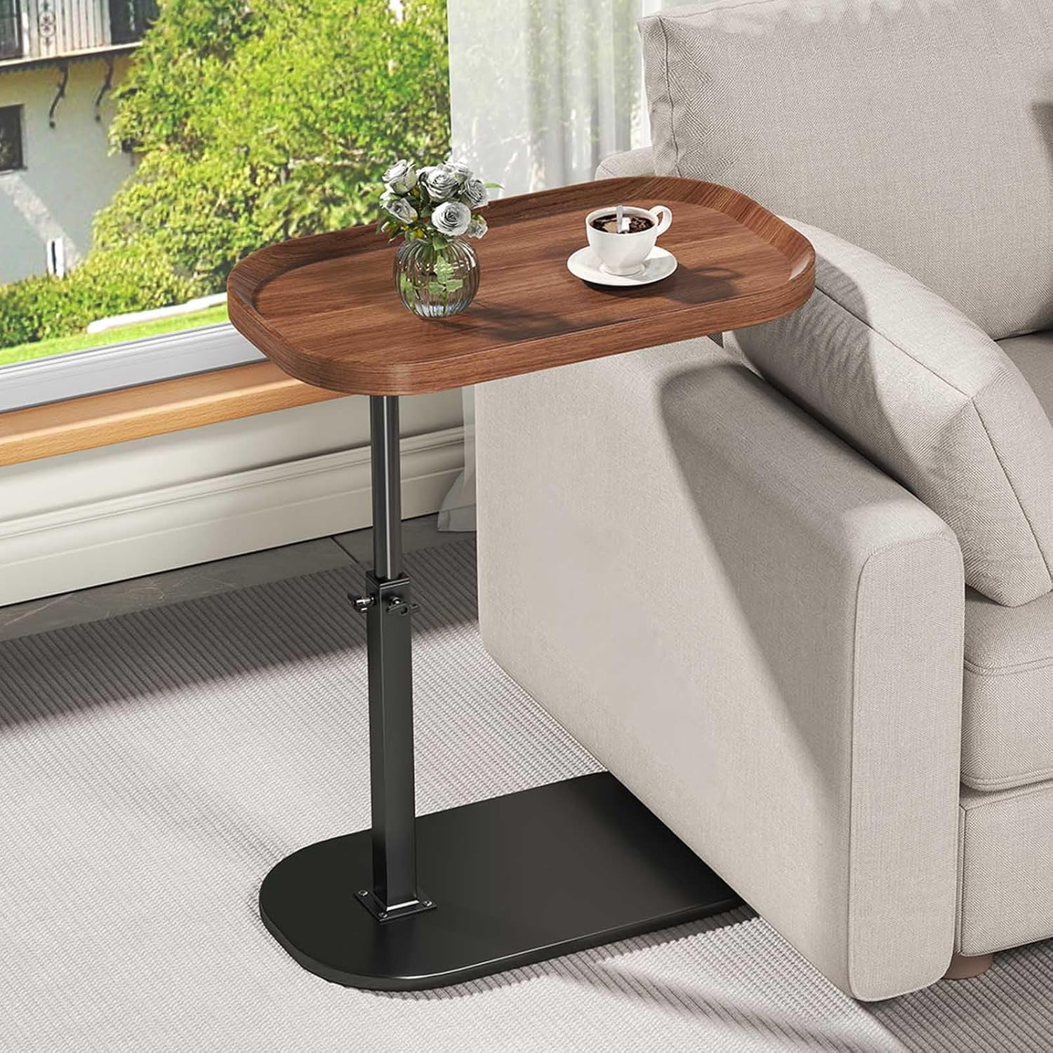 C Shaped End Table Adjustable Height,360° Swivel Tv Tray,Couch Tables That Slide Under,TV Tray ...