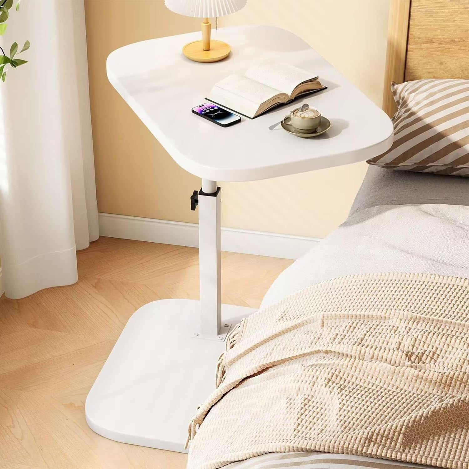 C Shaped End Table, Adjustable Height Couch Side Table, Horizontal 360 ...