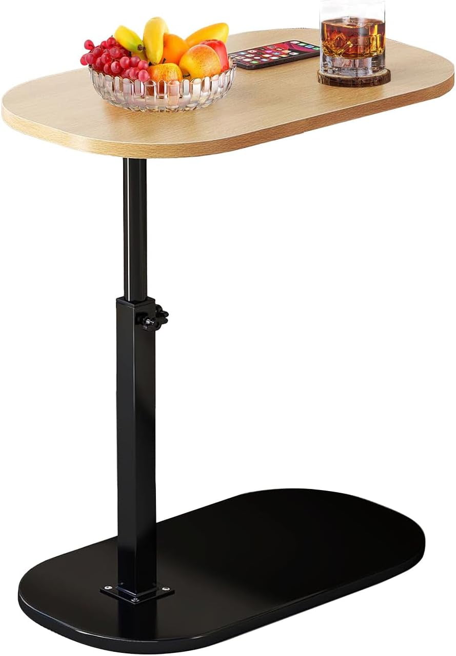 C Shaped End Table, Adjustable Height Couch Side Table, Horizontal 360Swivel Small Couch Side ...