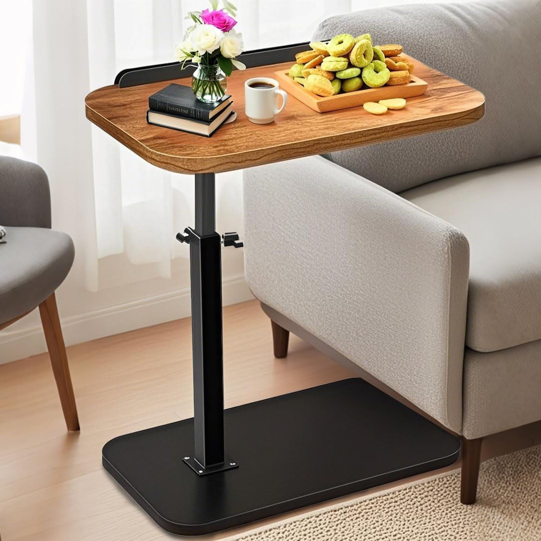 C Shaped End Table Adjustable Height,Laptop-Table for Couch、Bed、Reading ...
