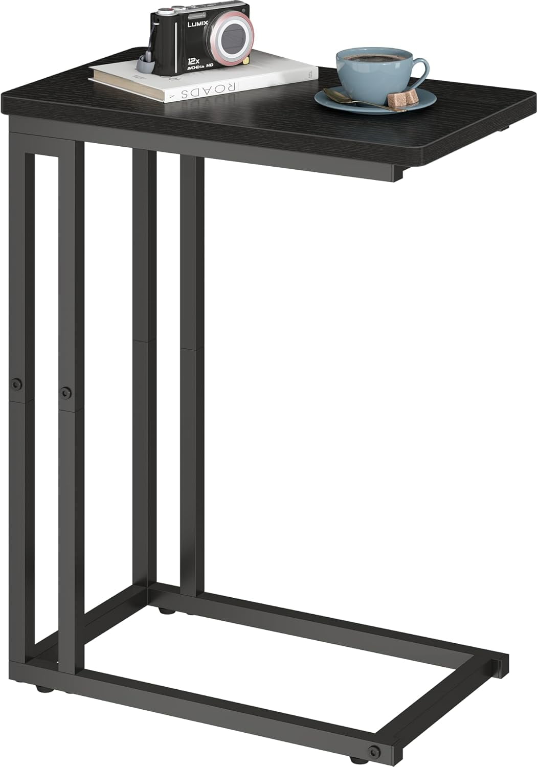 C Shaped End Table, Couch Side Table That Slide Under Sofa Bed, Small ...