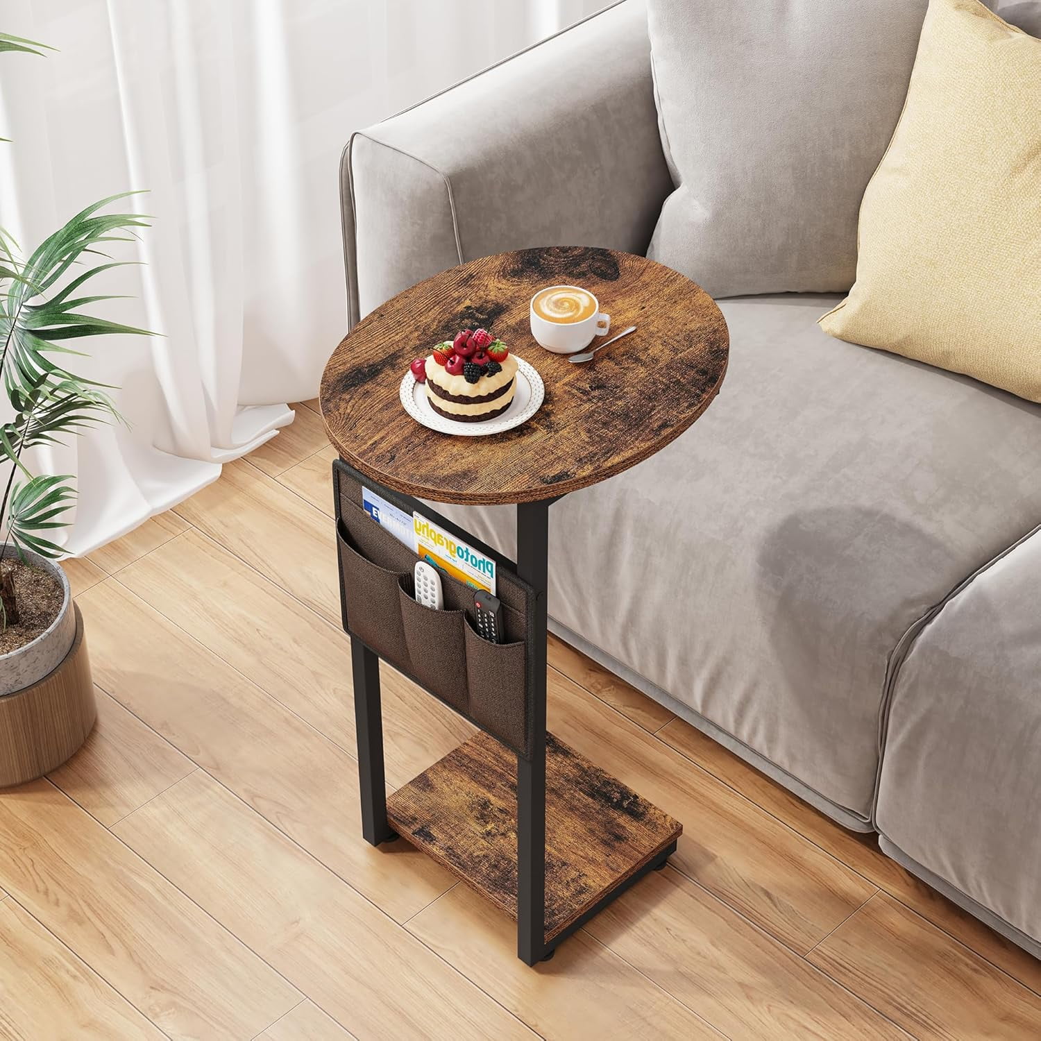 C Shaped End Table for Couch, Side Table Small End Table, Couch Side ...