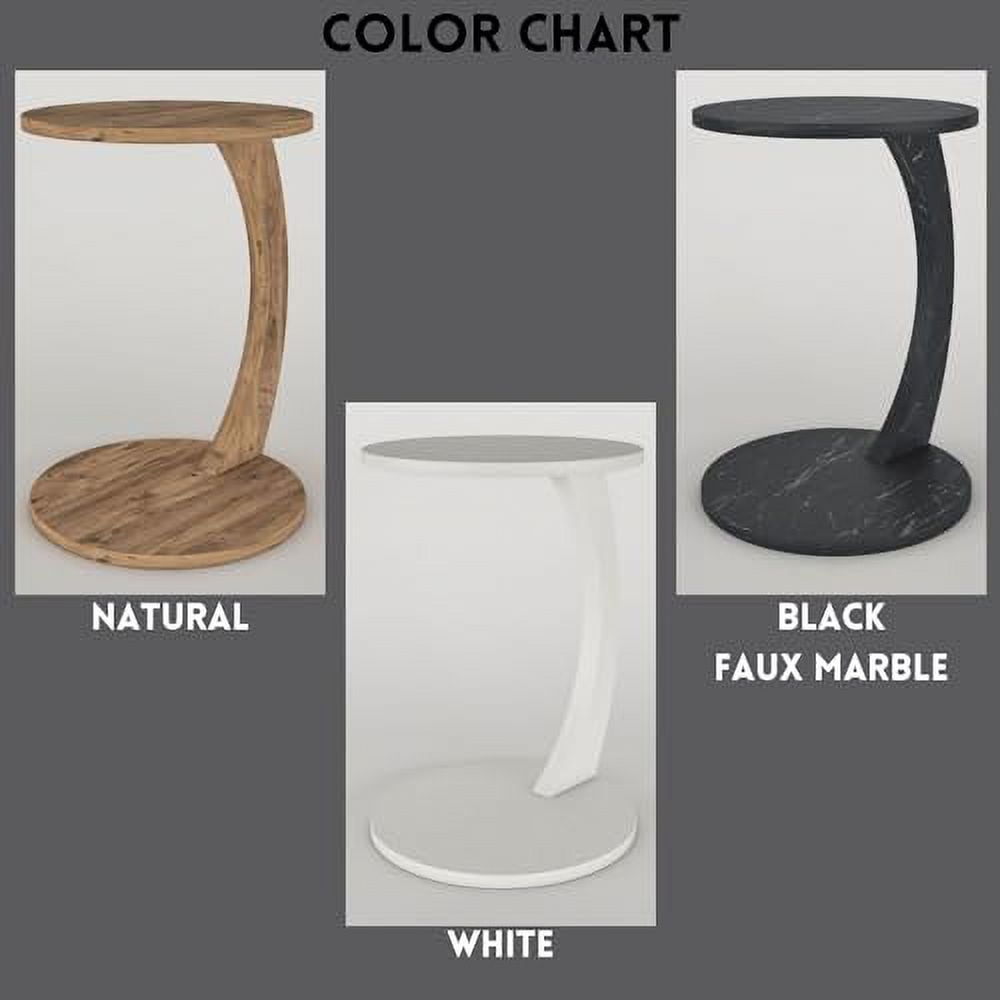 C Shaped End Table for Couch Small Places, Space Saver Round Side Table ...