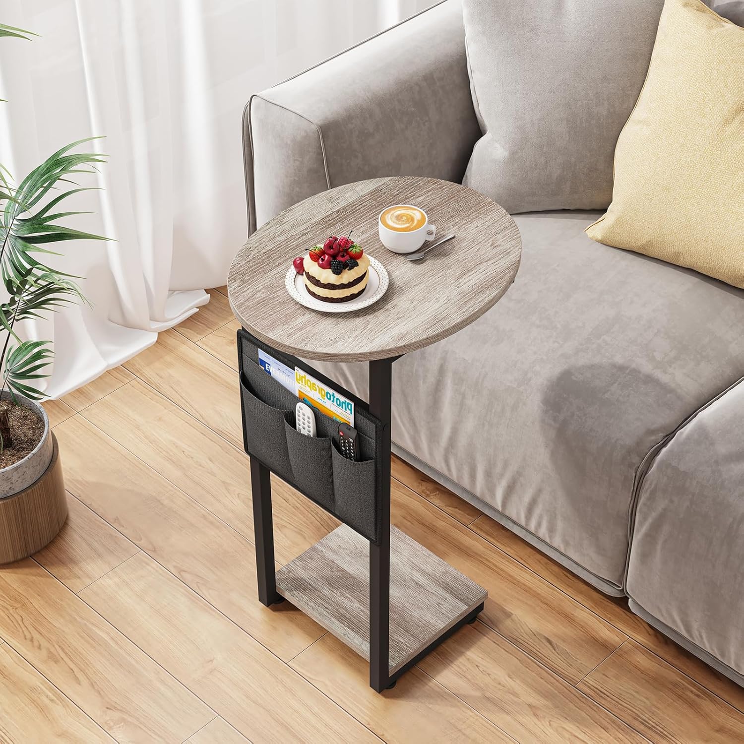 C Shaped End Table for Couch, Small Side Table for Couch, Small Couch ...