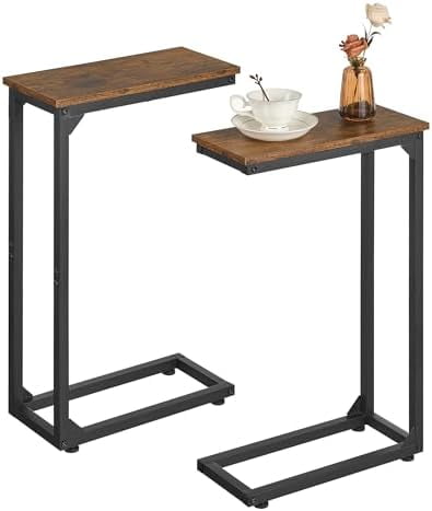 C Shaped End Table, Couch Table That Slide Under, Small Side Table for ...