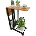 C Shaped End Table, Folding TV Tray Couch Side Table for Sofa on Wheels ...