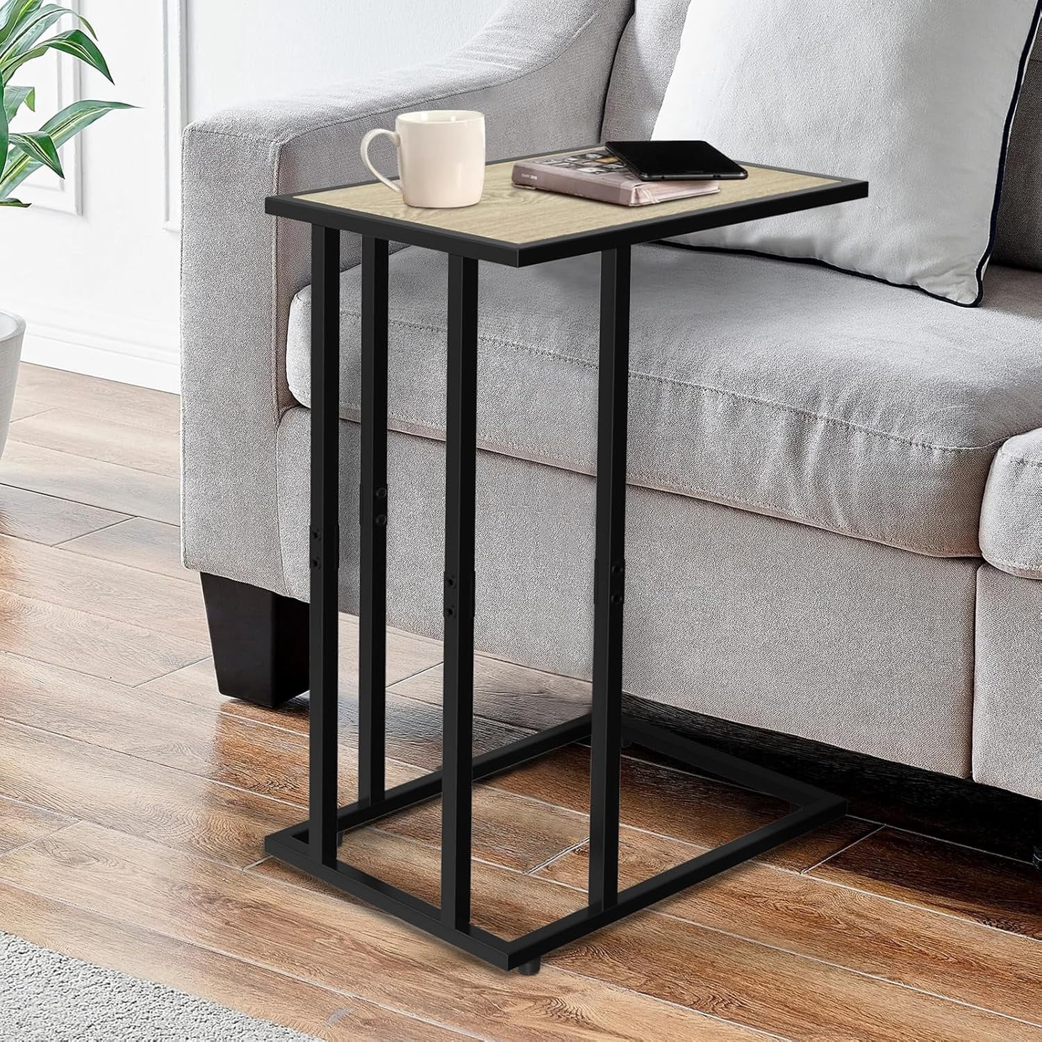 C Shaped End Table, Large Surface Slide Under Couch Bedside Table Couch ...