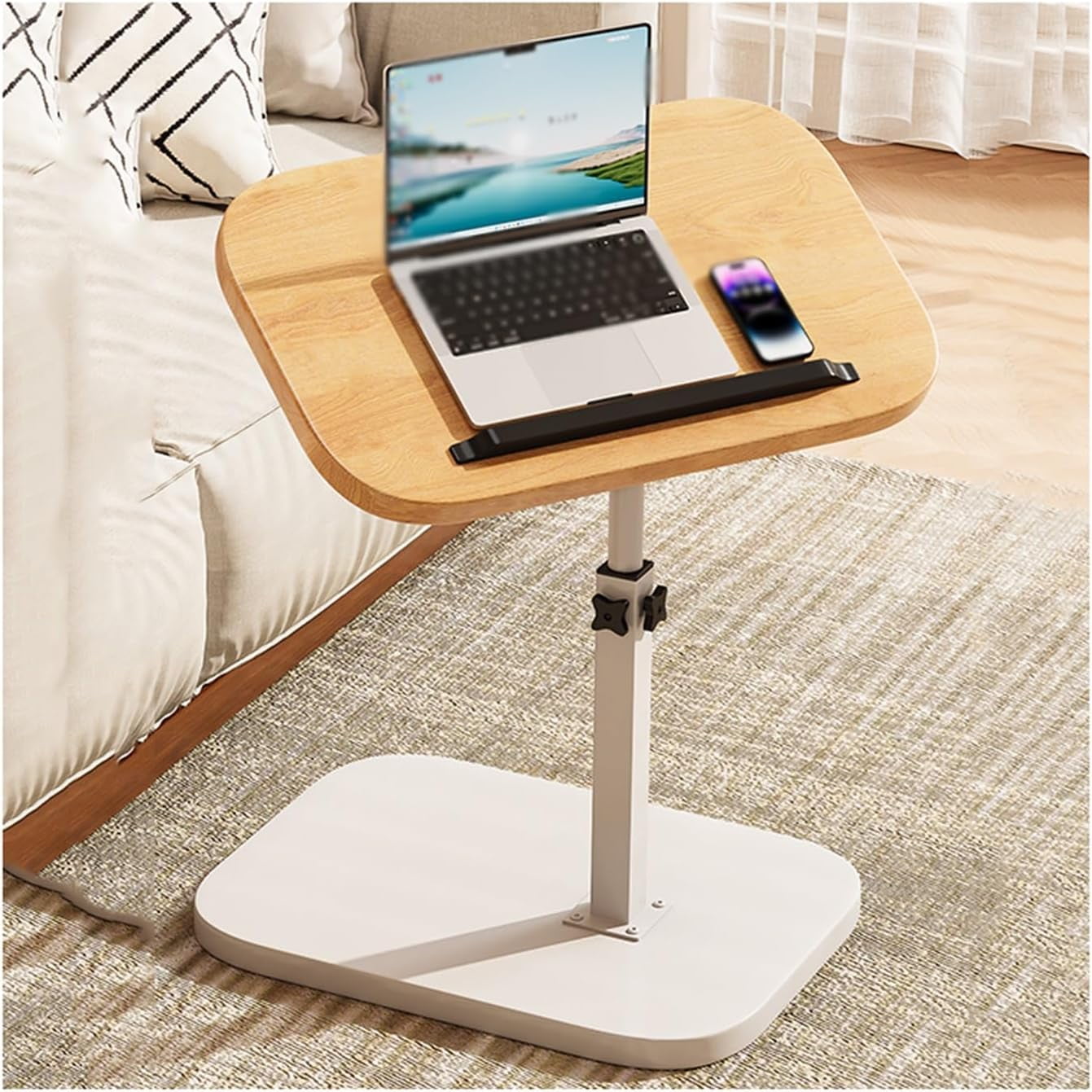 C Shaped End Table,Liftable Side Table，Tray Desk Cart，C Table for Sofa ...