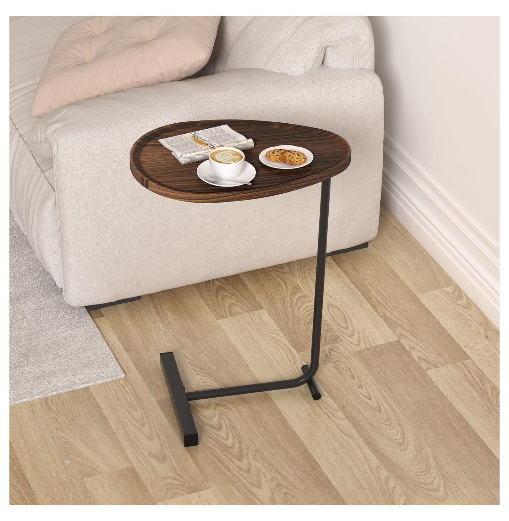 C-Shaped End Table, Living Room Sofa C-Shaped Coffee Table, Made of ...
